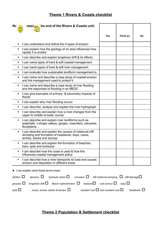 Checklist 2014 for GCSE Geography OCR B | DOC