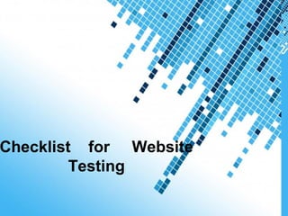 TESTING Checklist | PPT