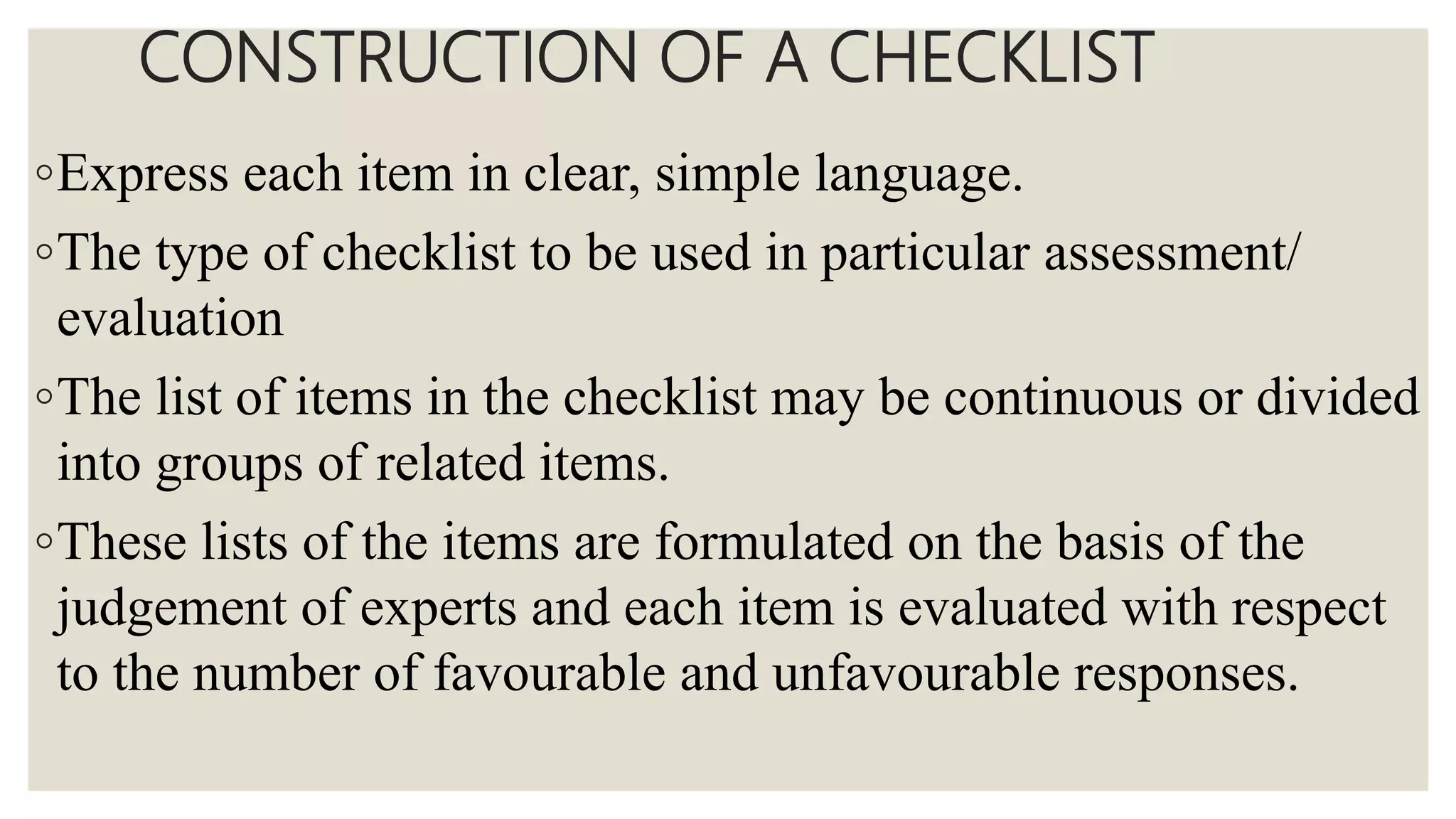 Checklist and rating scale | PPTX