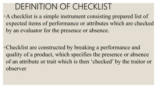 Checklist and rating scale | PPTX