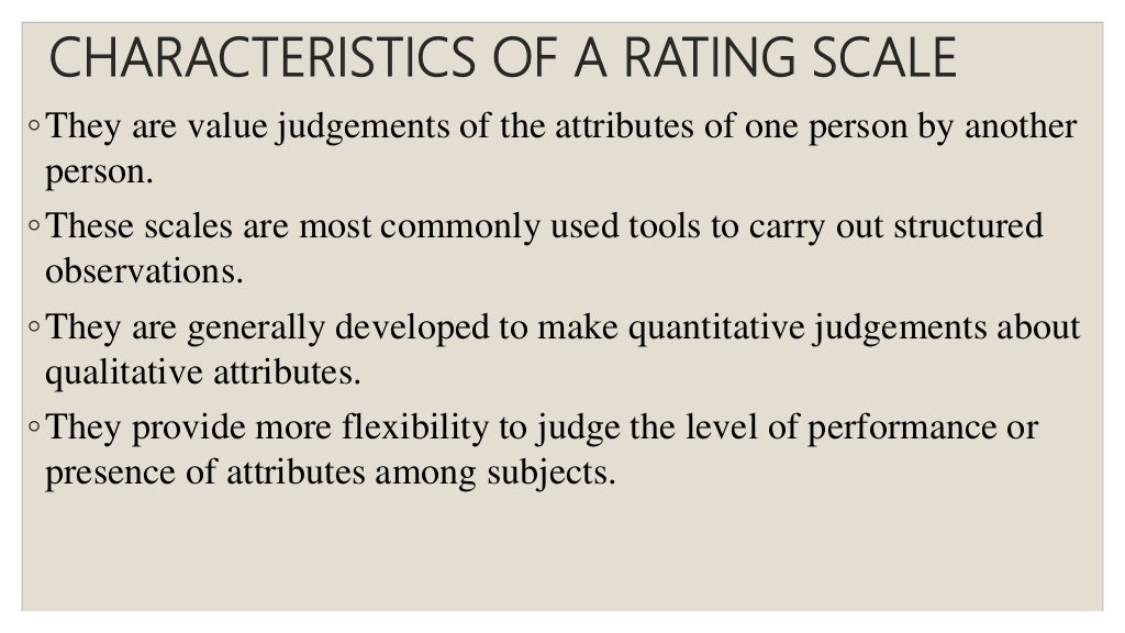 Checklist and rating scale
