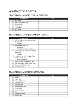 Checklist apartment | PDF