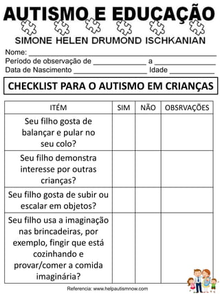 Checklist autismo | PDF