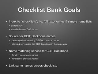 GBIF ChecklistBank and Backbone building | PDF