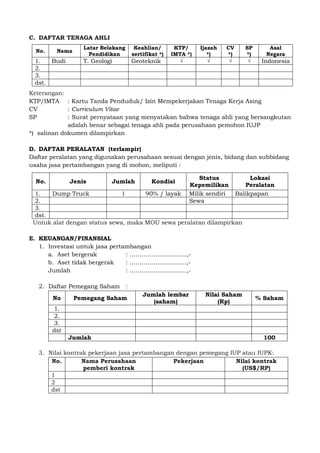 Checklist dan format permohonan iujp bkpm rev | PDF
