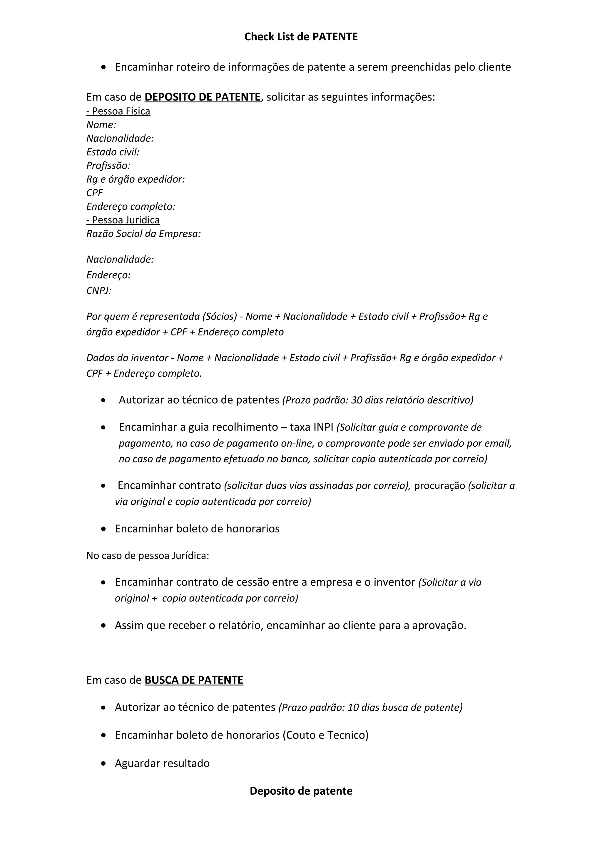 Check list de patente | PDF