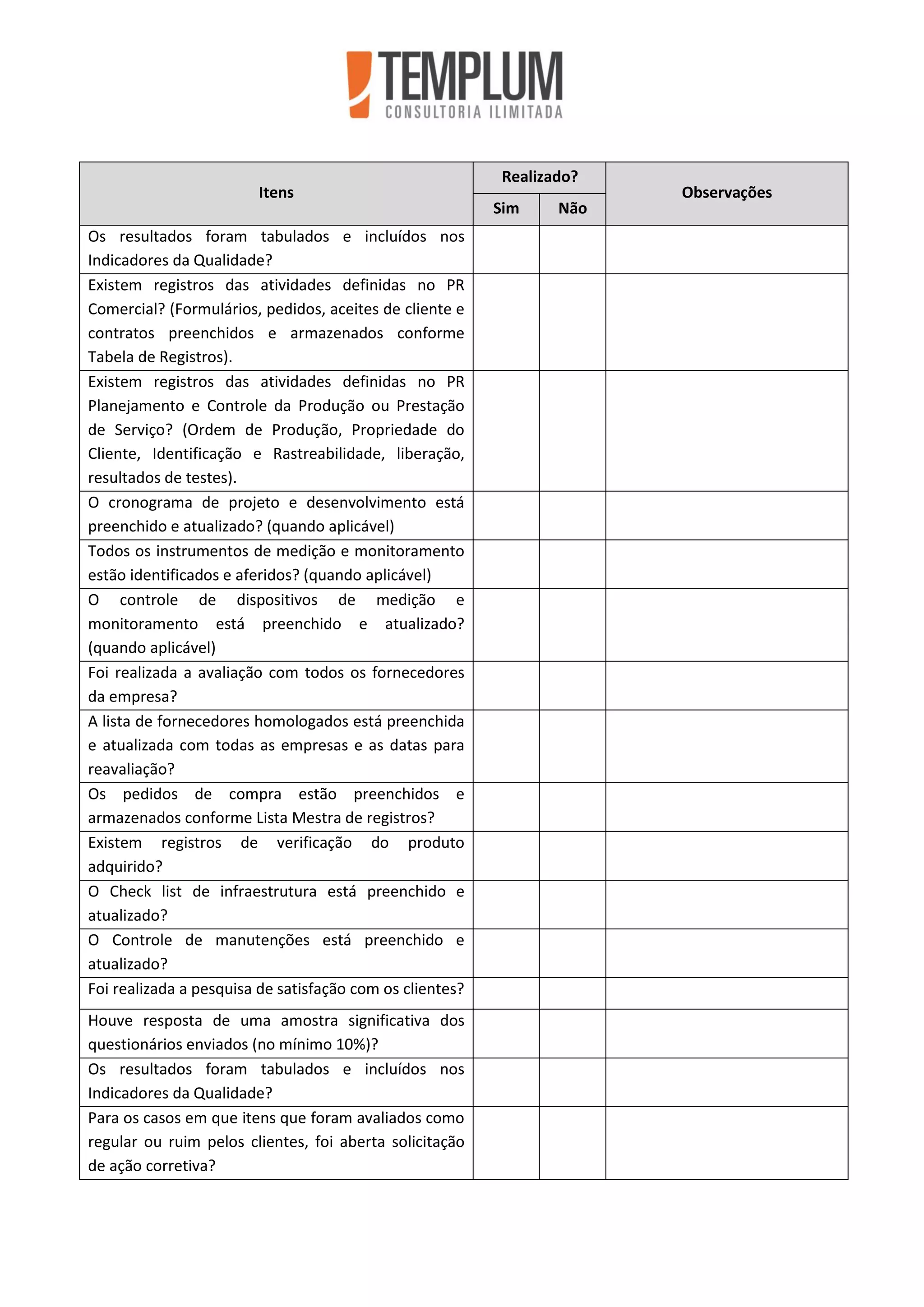 Check list de preparação para a auditoria interna (3) | PDF