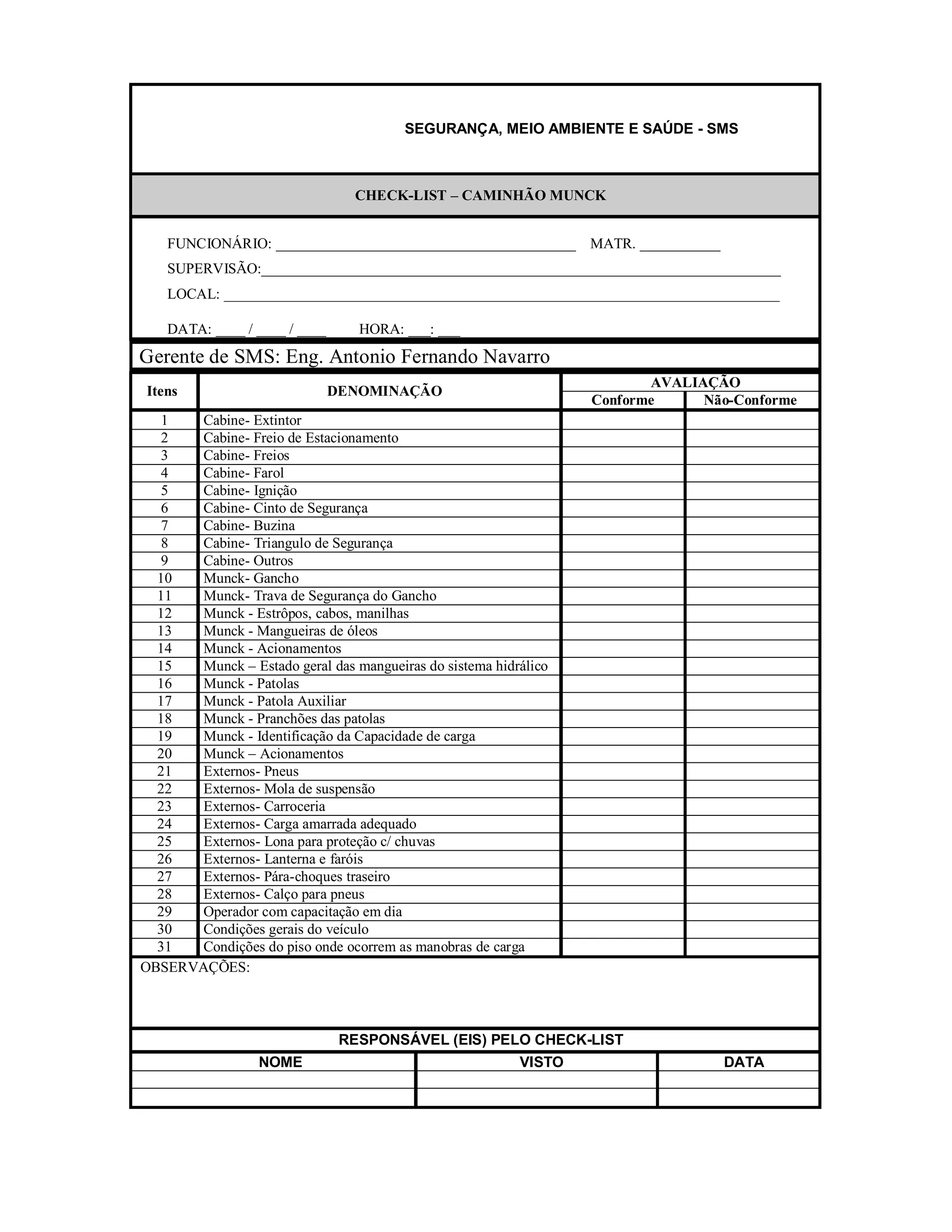 Check List Caminhão Munck - RETOEDU