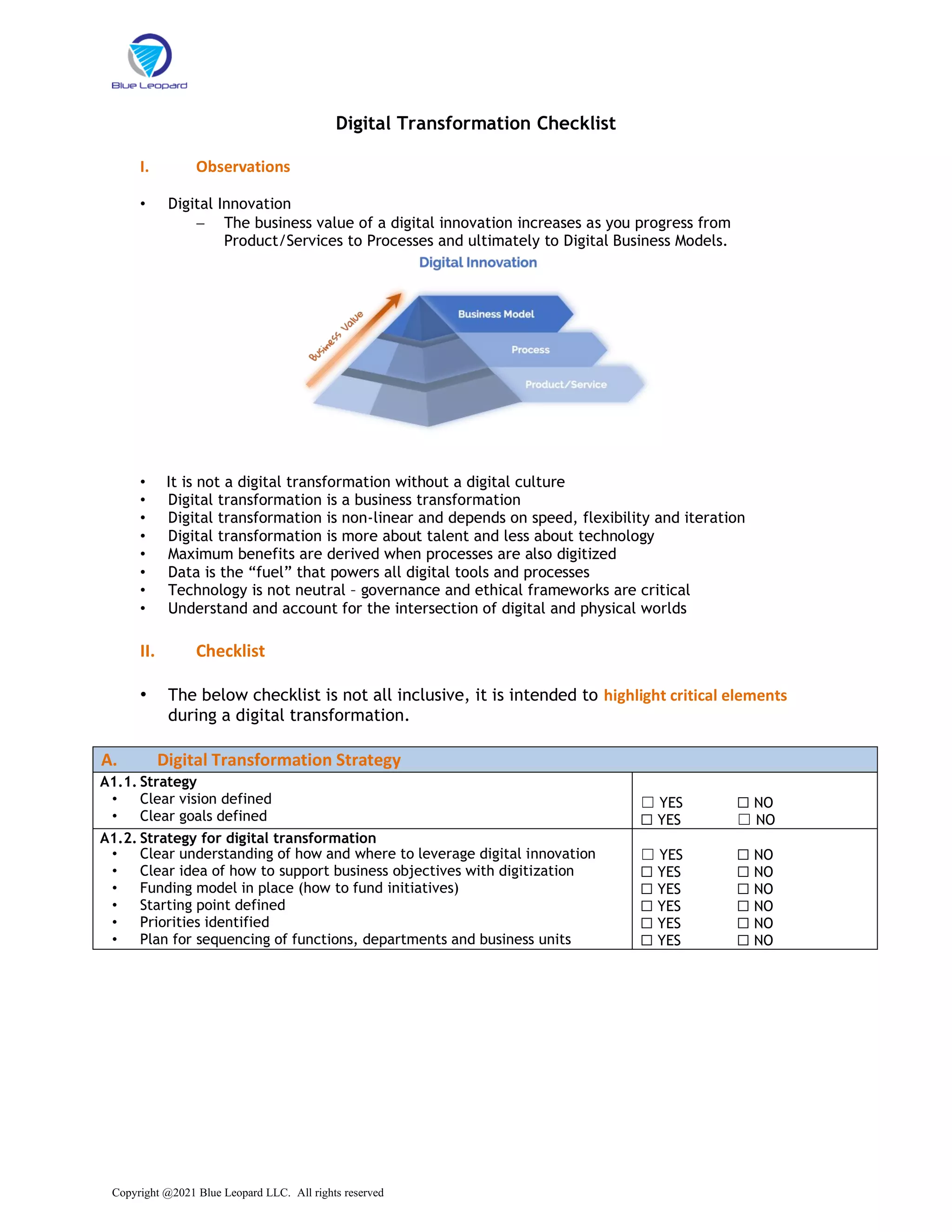 Digital Transformation Checklist | PDF