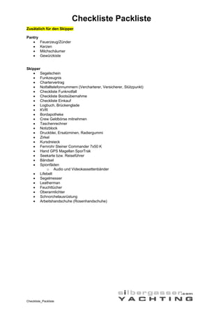 Checkliste Segeln Packliste | PDF