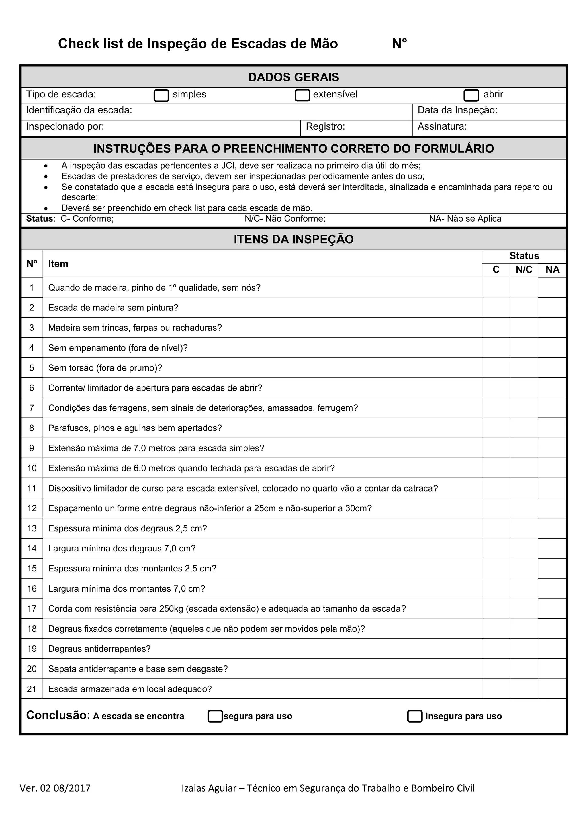 Check List Escadas | PDF