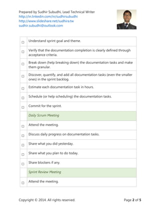 Checklist for Agile Technical Writer | PDF | Business | Business and ...