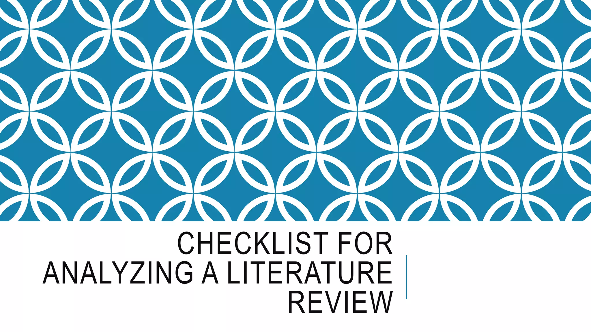 Checklist for analyzing a literature review | PPT