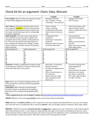 Check list for an argument | PDF