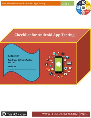 Checklist for andriod app testing. | PDF | Operating Systems | Computer ...