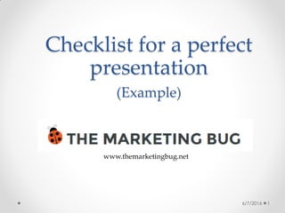 Checklist for a perfect presentation | PPT