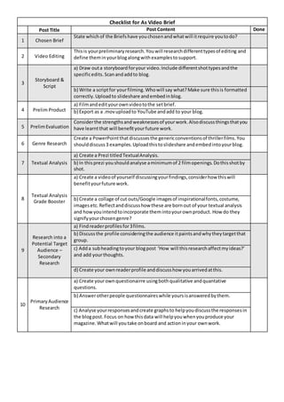 Checklist for AS Video Brief | PDF
