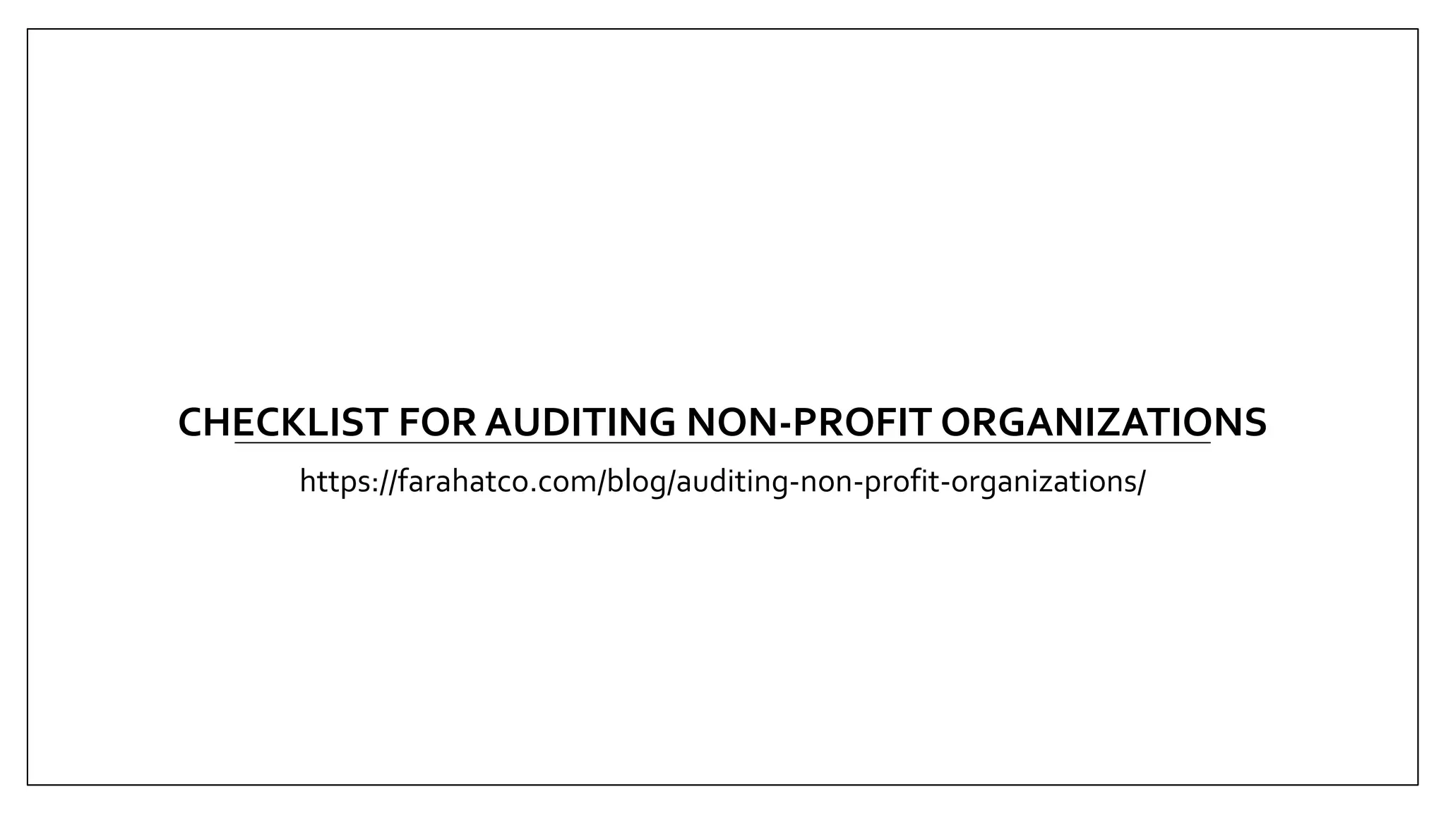 Checklist for auditing non profit organizations | PPTX