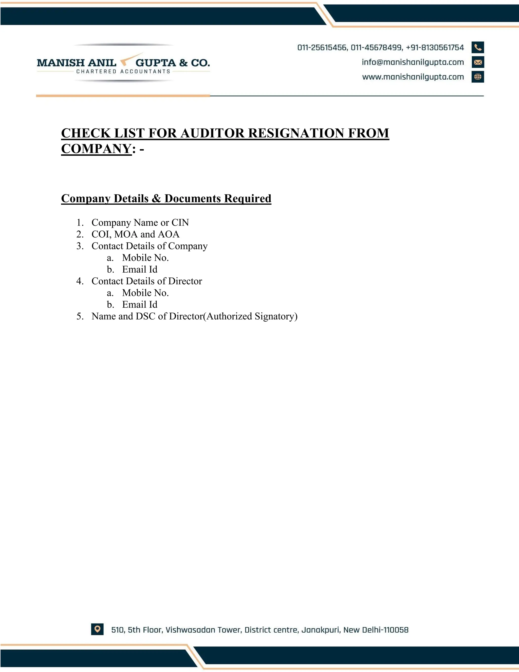 Check List for Auditor Resignation From Company.pdf
