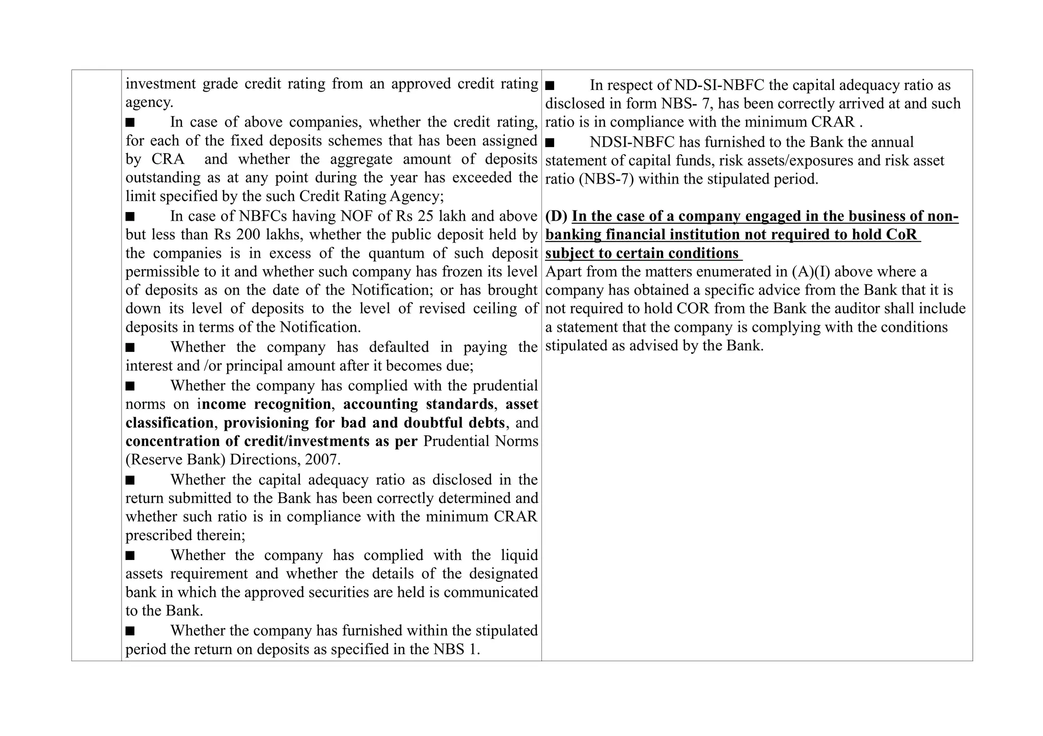 Checklist for Auditors certificate to NBFC | PDF