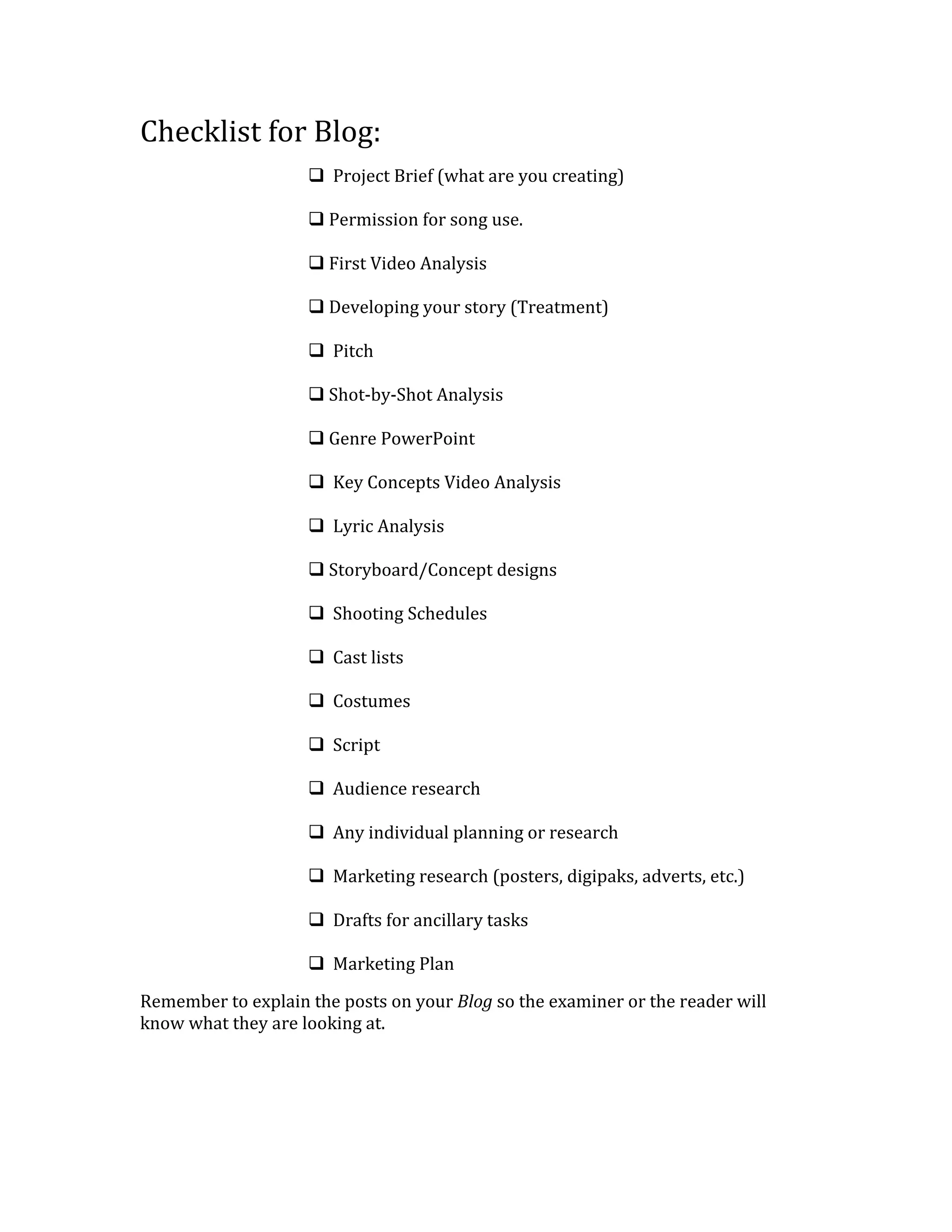 Checklist for blog | DOCX