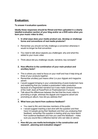 Checklist for blog planning and evaluation sections | DOC