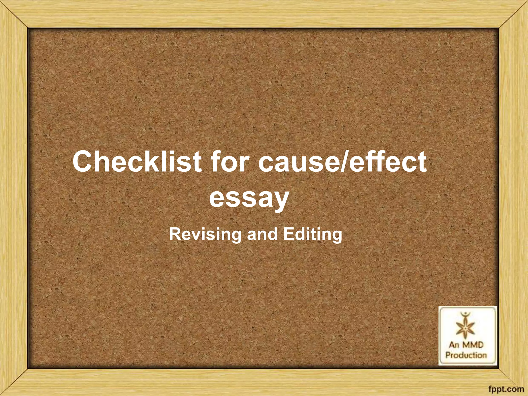 Checklist for cause-effect essay | PPTX