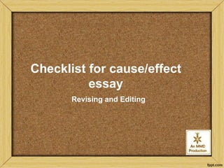 Checklist for cause-effect essay | PPTX