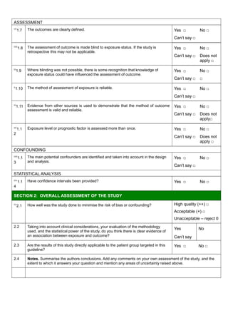 Methodology Checklist: Cohort studies | PDF