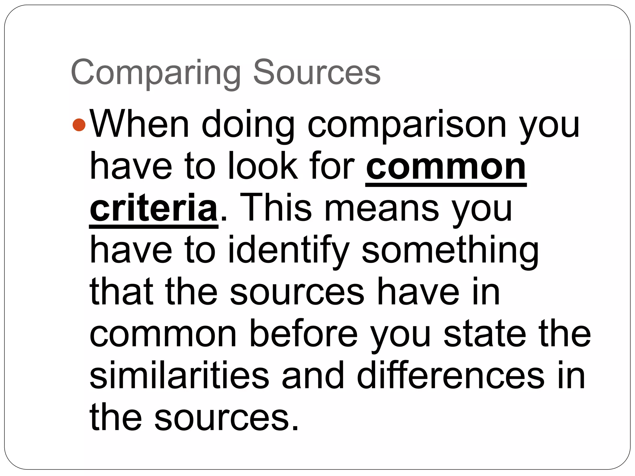 Checklist for comparing sources | PPT