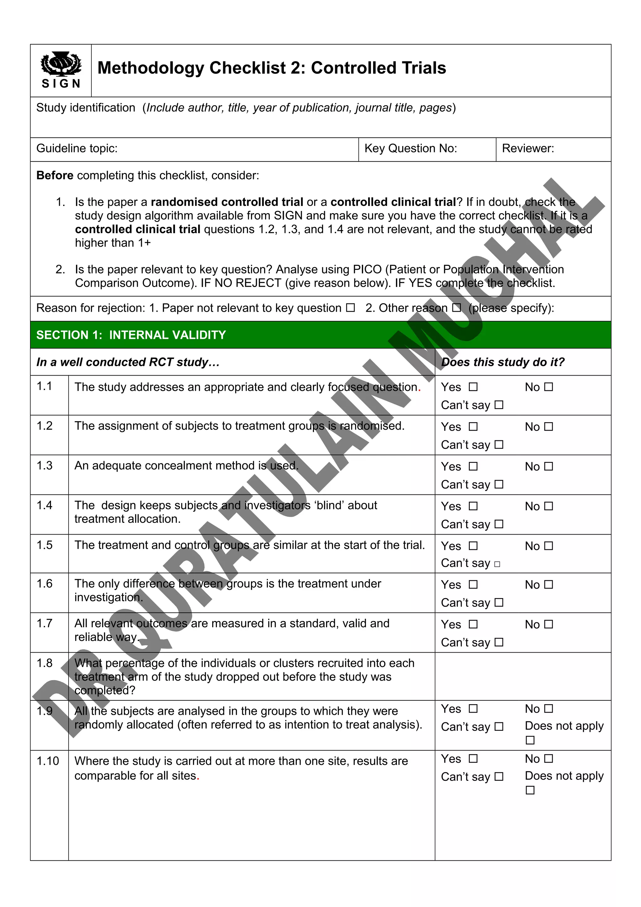 Methodology Checklist: Controlled Trials | DOC