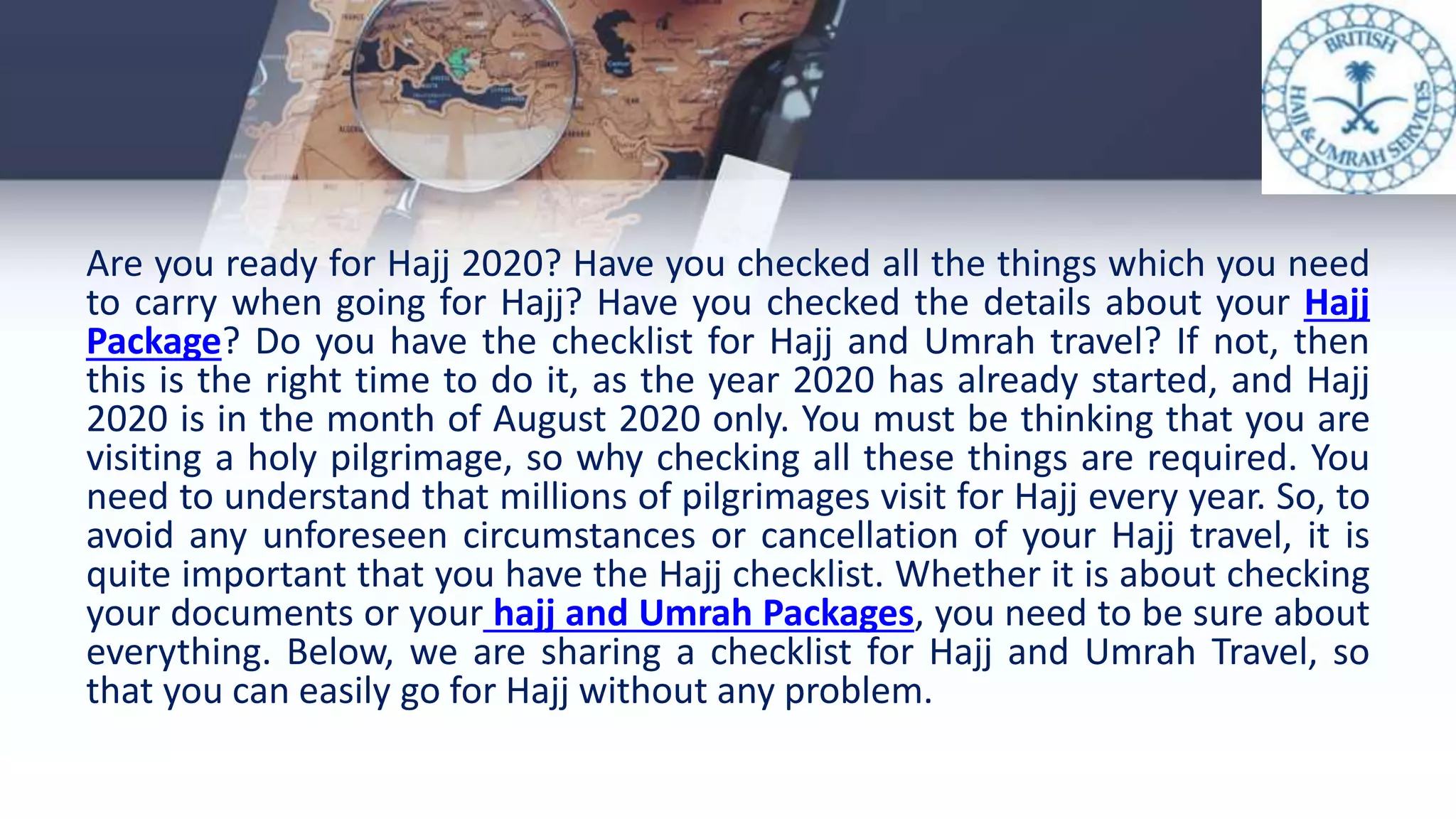 Checklist for hajj and umrah | PPTX