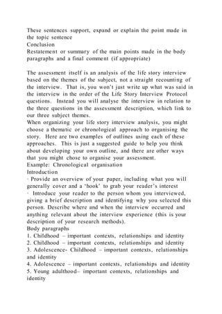 Checklist for HAS 121 Assessment #5 Life Story Interview analysis Wh ...
