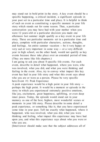 Checklist for HAS 121 Assessment #5 Life Story Interview analysis Wh ...