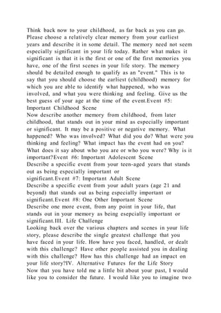 Checklist for HAS 121 Assessment #5 Life Story Interview analysis Wh ...