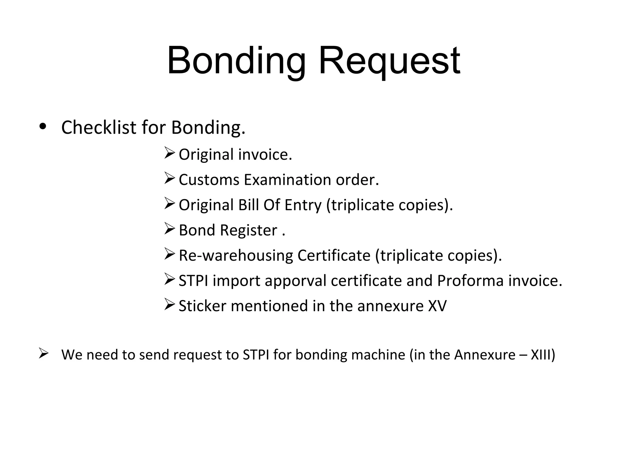 Check list for import of capital goods from STPI | PPT