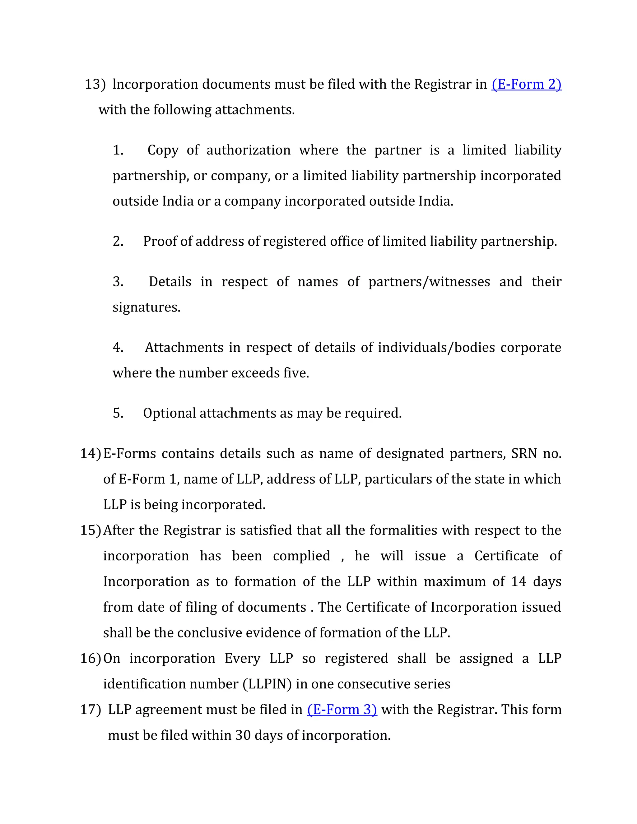 CHECKLIST FOR INCORPORATION OF LLP | PDF