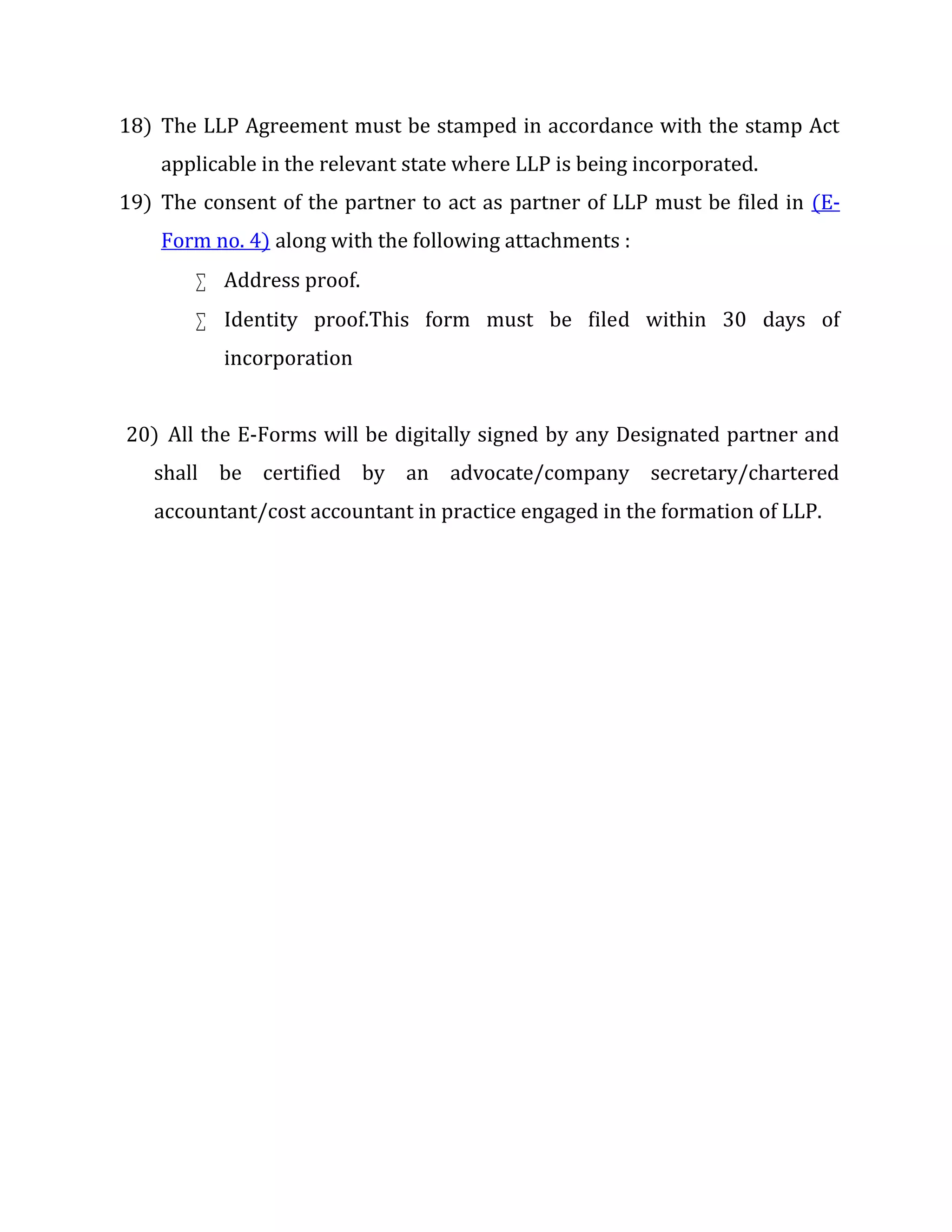 CHECKLIST FOR INCORPORATION OF LLP | PDF