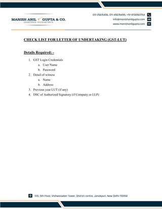 Check List for Letter of Under Taking(GST-LUT).pdf