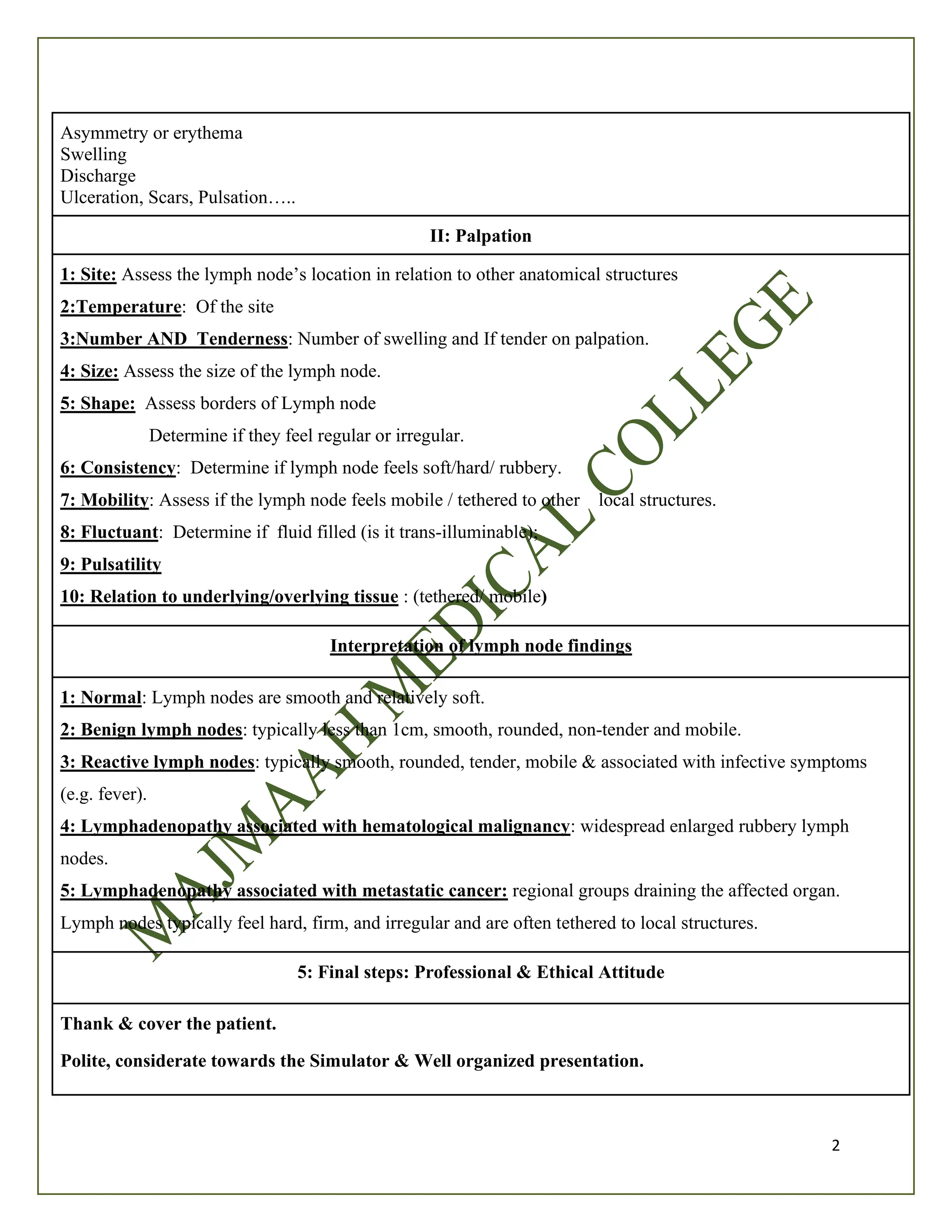 Check list for lymph node examination and BMI.pdf