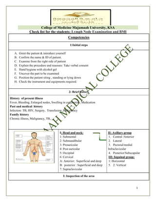 Check list for lymph node examination and BMI.pdf