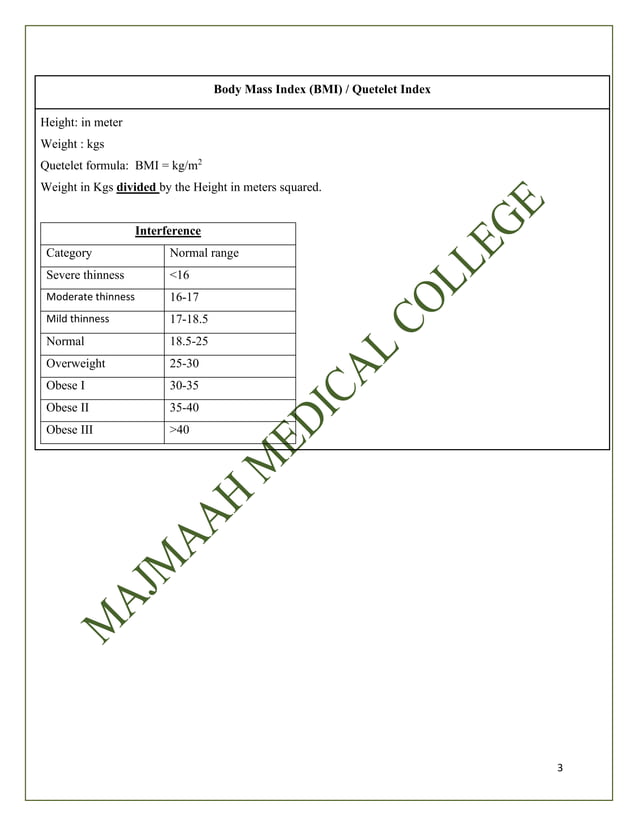 Check list for lymph node examination and BMI.pdf | Medical Health