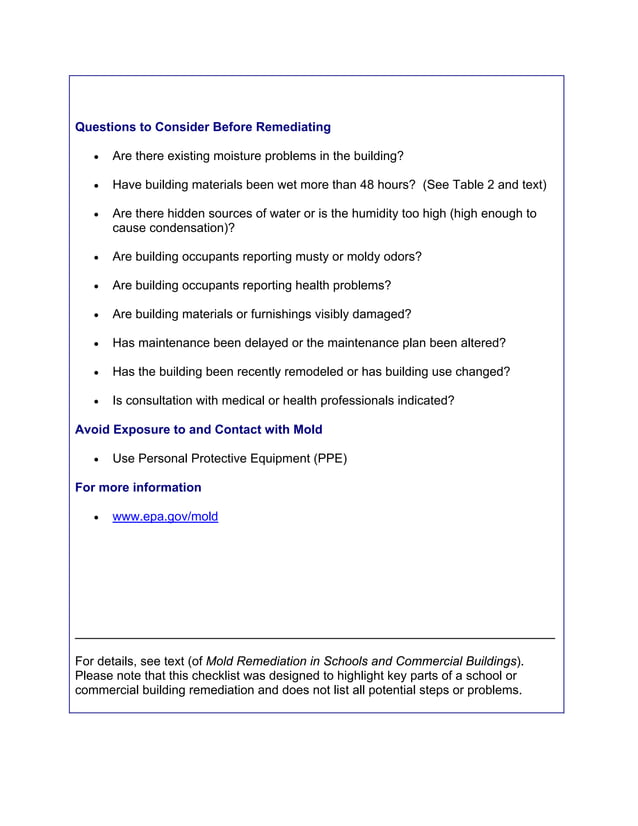 Checklist for Mold Remediation | PDF