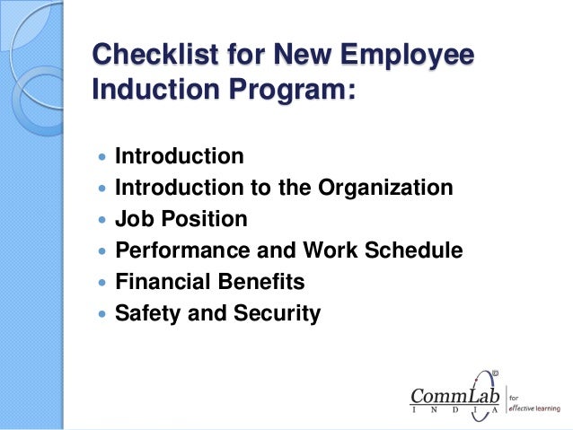 Checklist for New Employee Induction Program