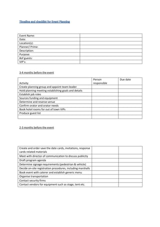 Checklist for planning | DOCX
