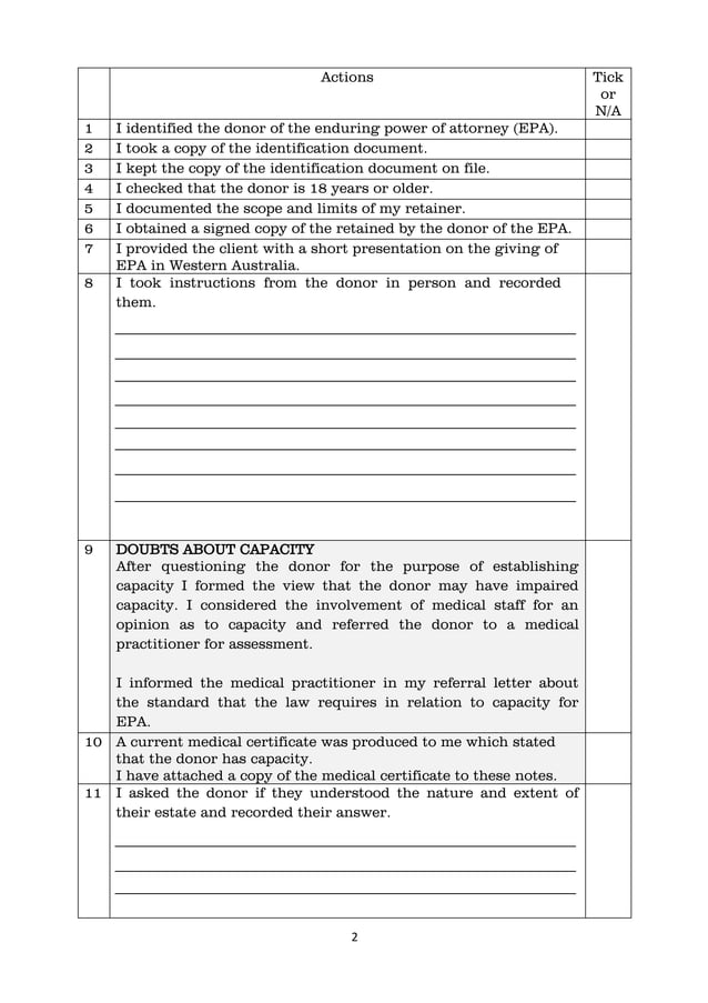 Checklist for preparing an enduring power of attorney | PDF