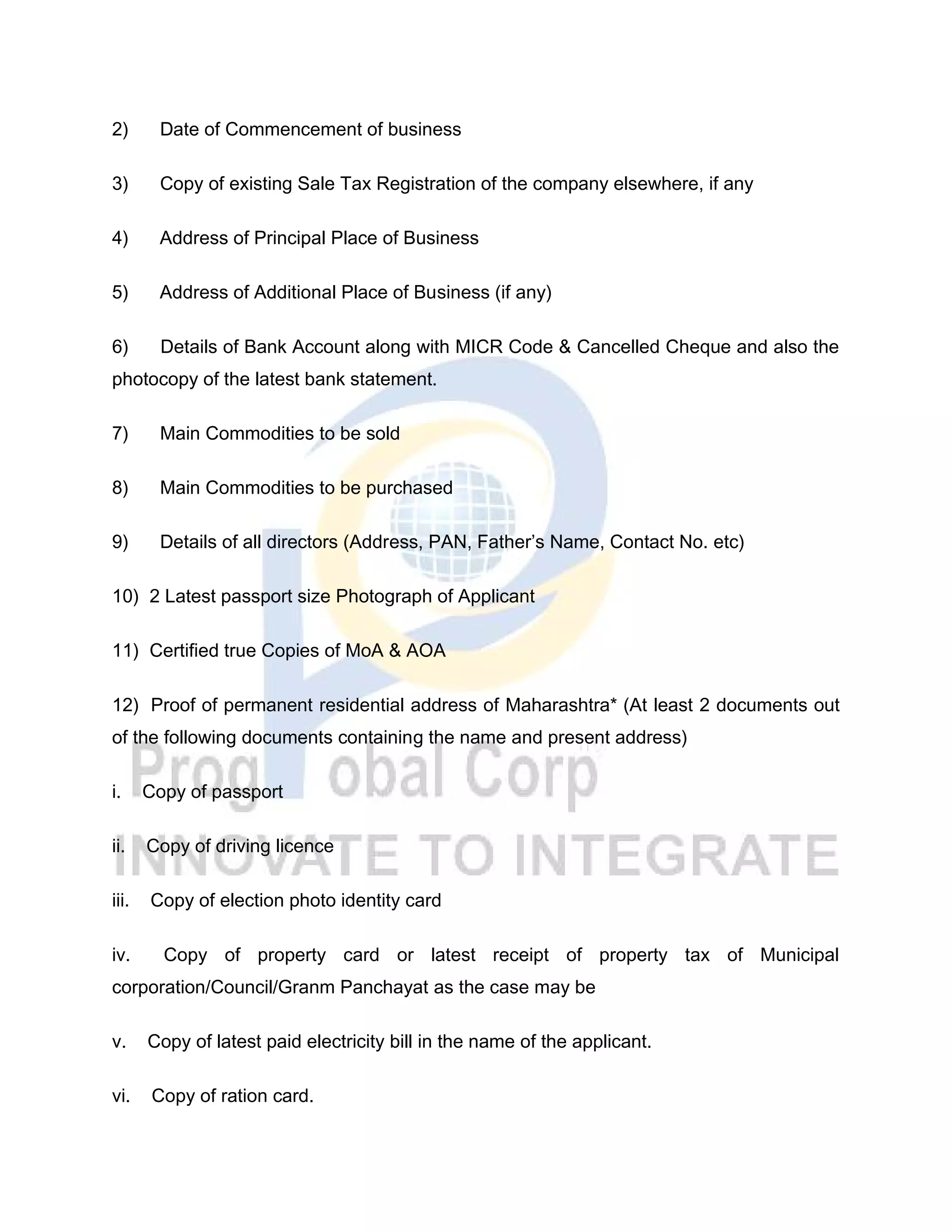 Checklist for registration under vat, cst & pt and central excise | PDF