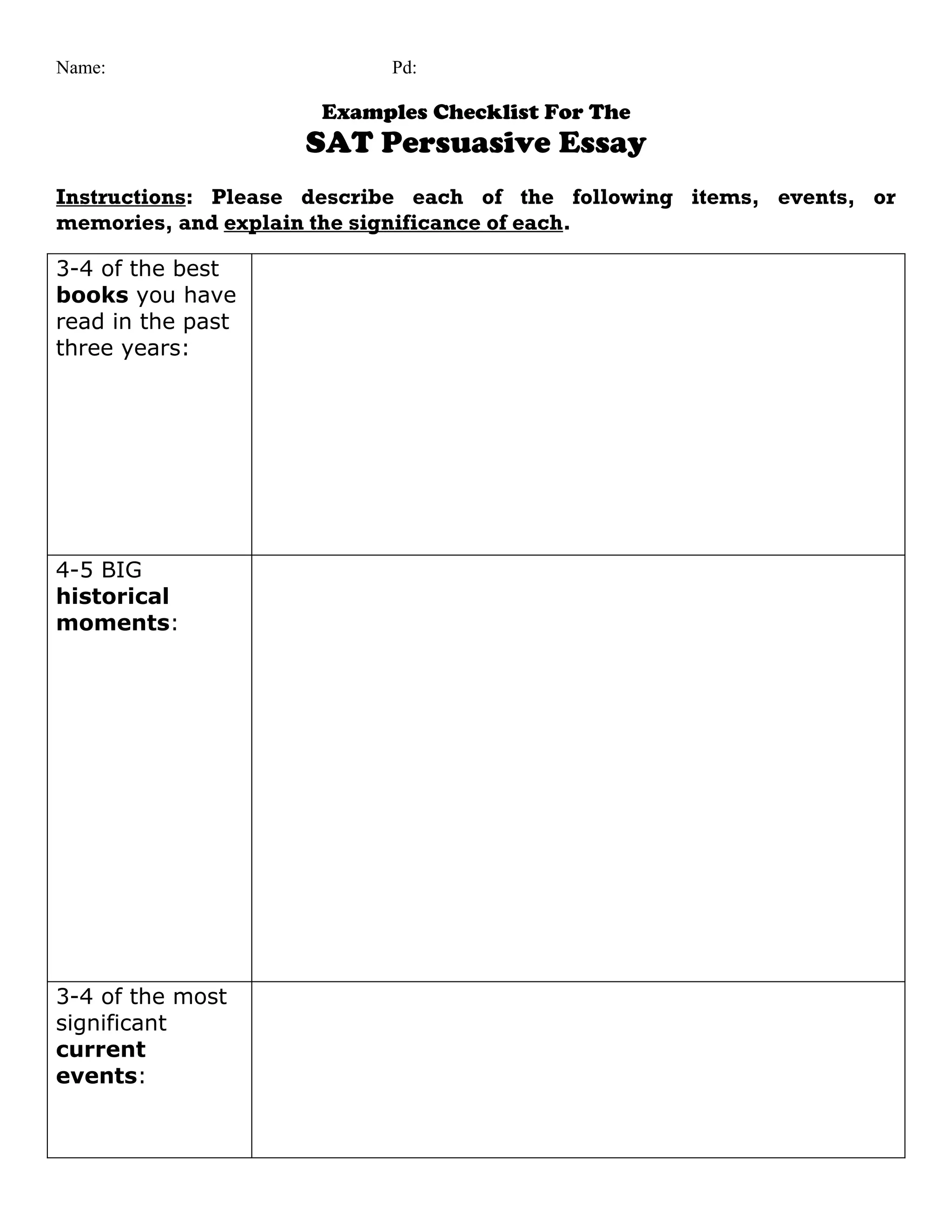 Checklist for sat essay | DOC