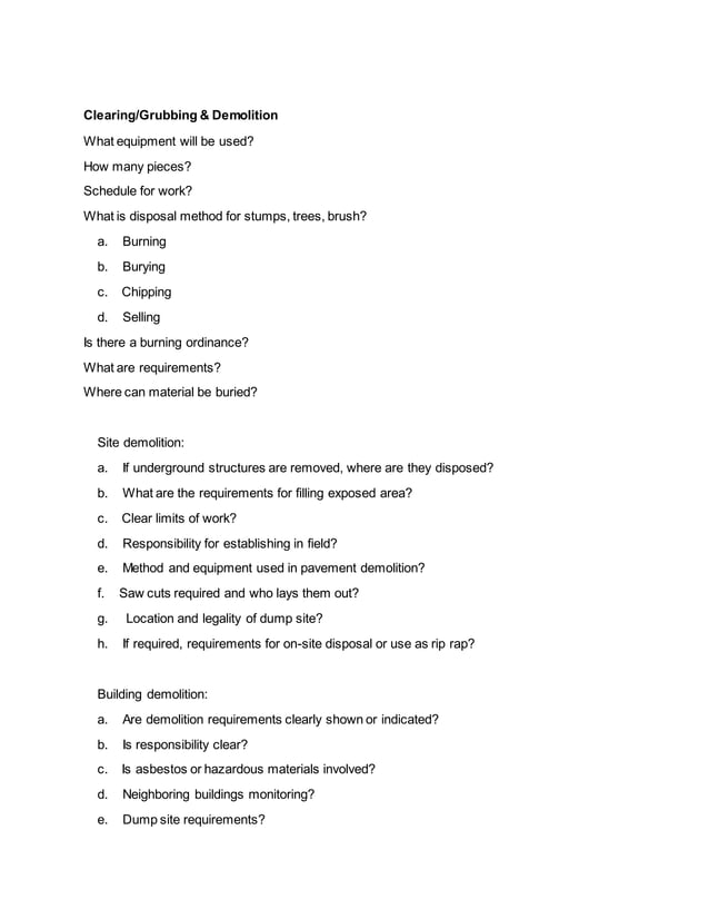 Checklist for site preparation and establishment | DOCX