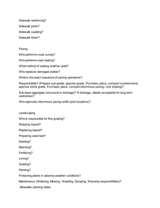 Checklist for site preparation and establishment | DOCX